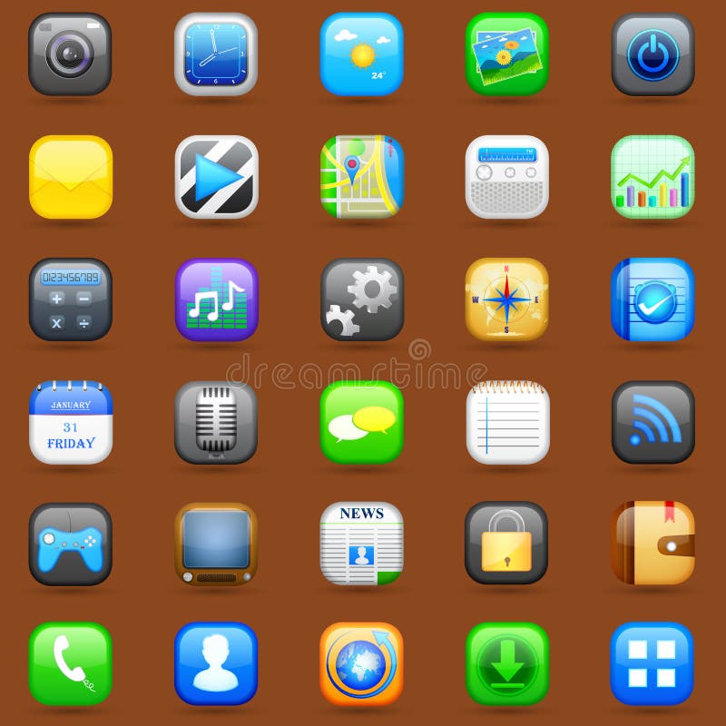 Application Mobile Icons and White Background Stock Vector ...