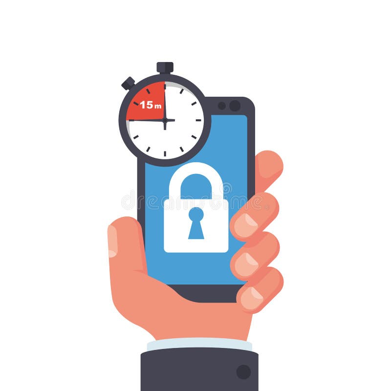 Smartphone Application for Time Control. Phone Screen Lock Stock Vector ...