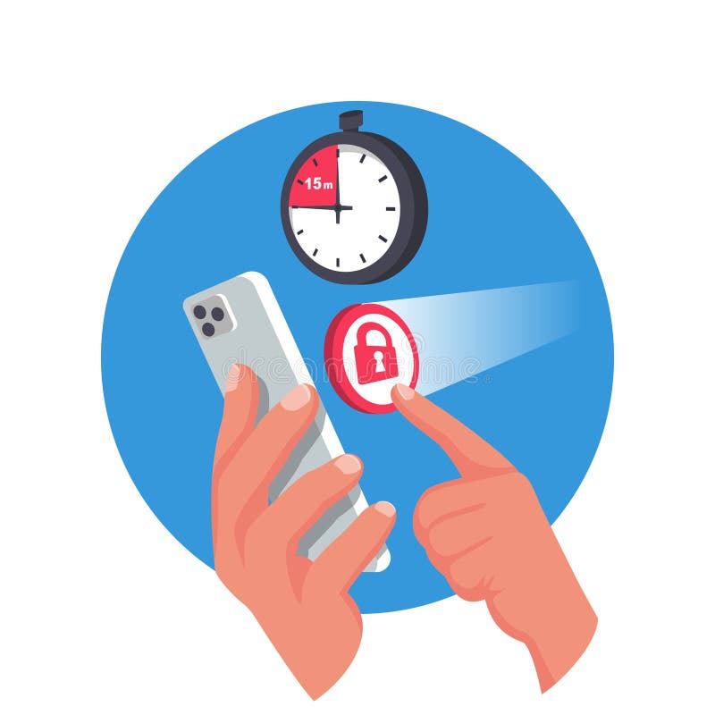 Smartphone Application for Time Control. Phone Screen Lock. Vector ...