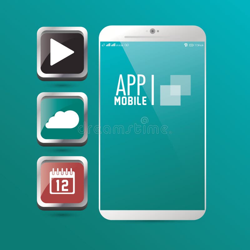 Smartphone and Apps Icon Set Design Stock Vector - Illustration of ...