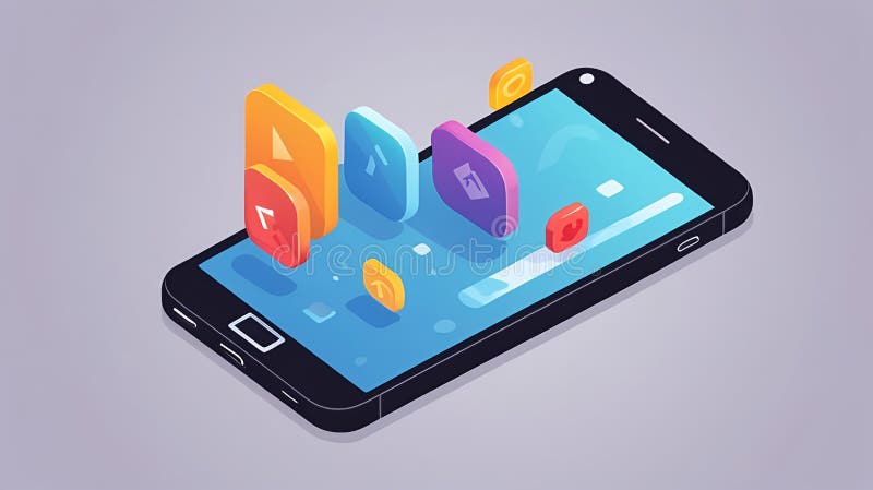 Smartphone with Apps Illustration Stock Illustration - Illustration of ...