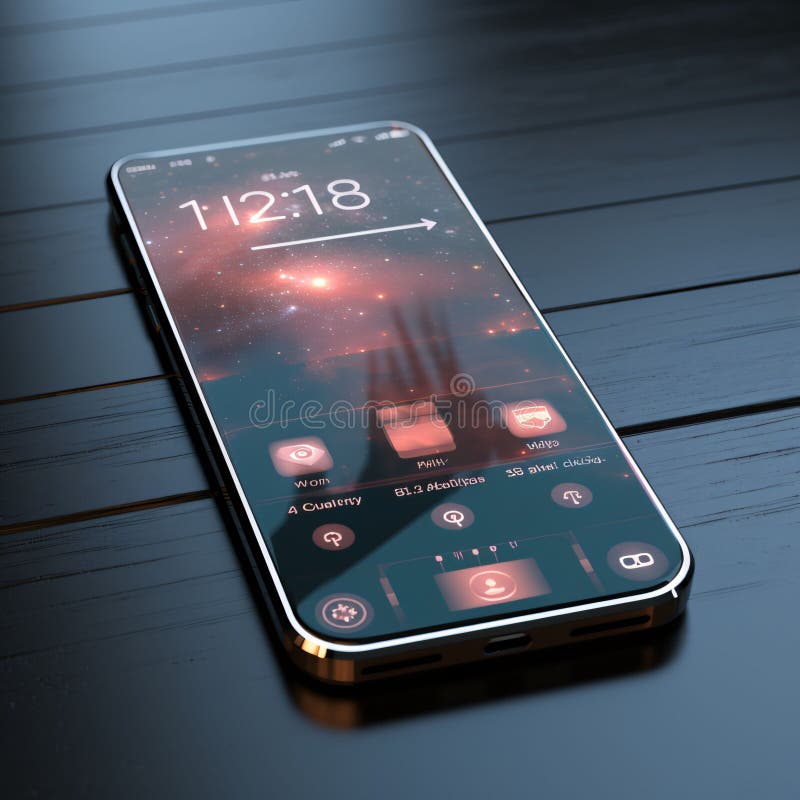 Smartphone with Apps on the Screen. 3D Rendering Illustration Stock ...
