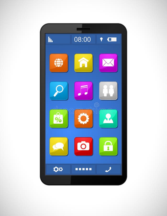 Smartphone with apps stock vector. Illustration of device - 201102908