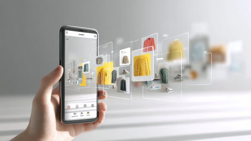 Smartphone Ar View Displaying Floating Product Cards for Digital ...