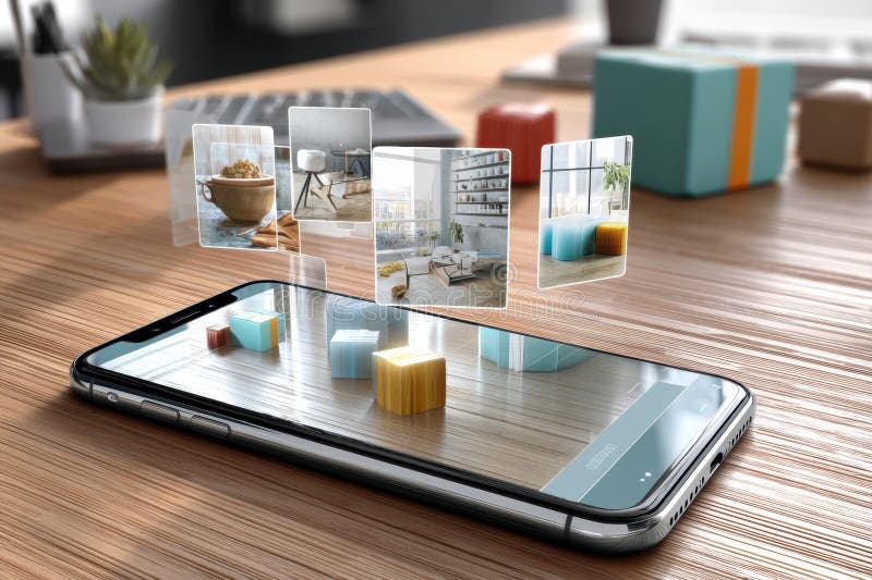 Smartphone AR View Showcasing Innovative Product Cards with Interactive ...