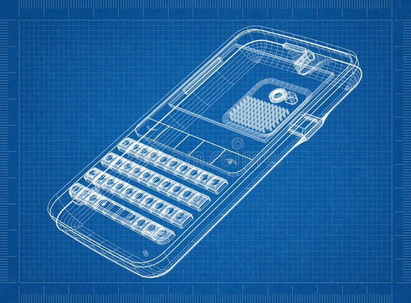 Smartphone 3D blueprint stock photo. Image of blue, cell - 113063354