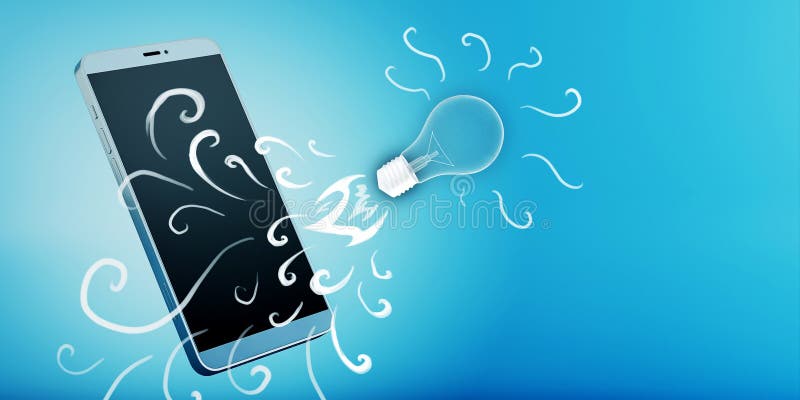 Smartphone with Artistic Swirls Emitting from the Screen and a Light ...