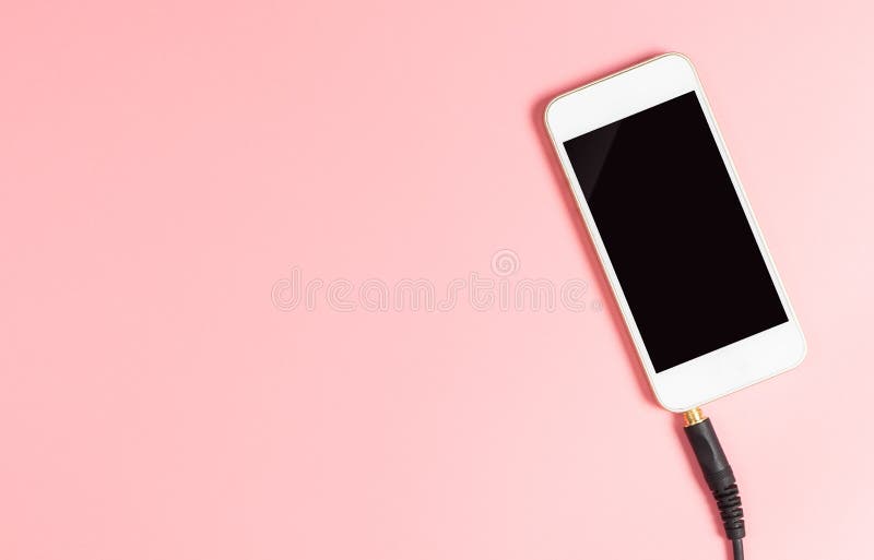 Smartphone As Music Player with Headphone Jack Stock Image - Image of ...