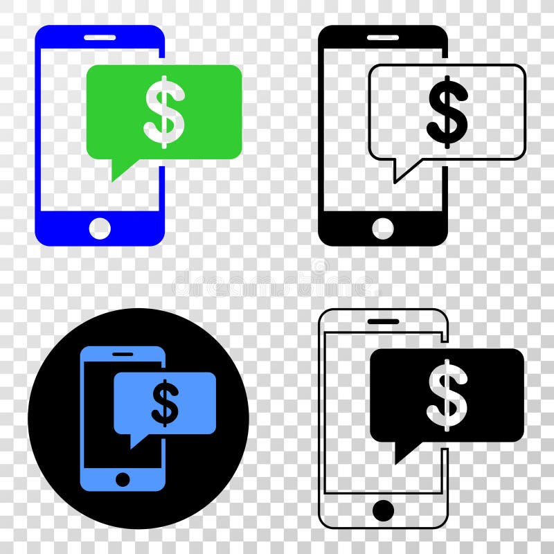 Smartphone Bank Message Vector EPS Icon with Contour Version Stock ...