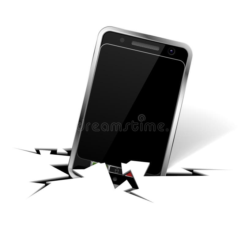 Smartphone met barst vector illustratie. Illustration of mobiele - 23426085