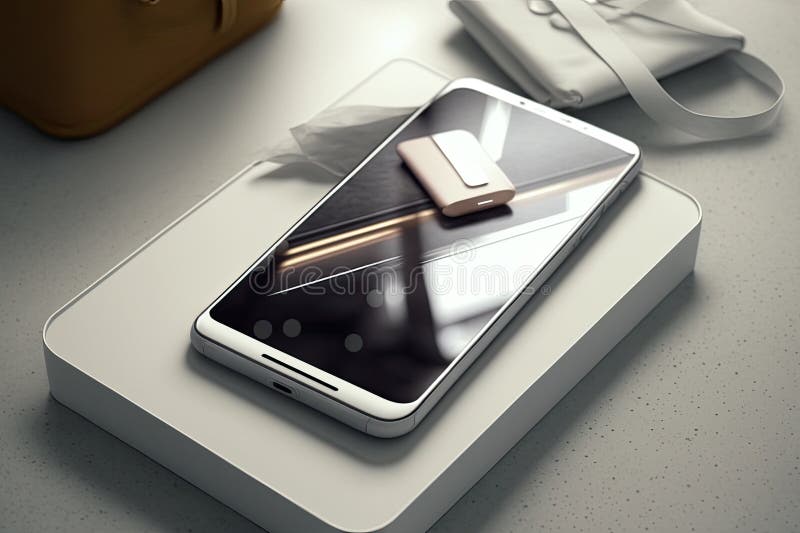 Smartphone and a Beautiful White Box. AI Generated Stock Illustration ...