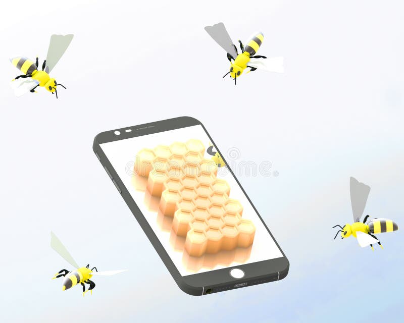 Smartphone and bees stock illustration. Illustration of smartphone ...