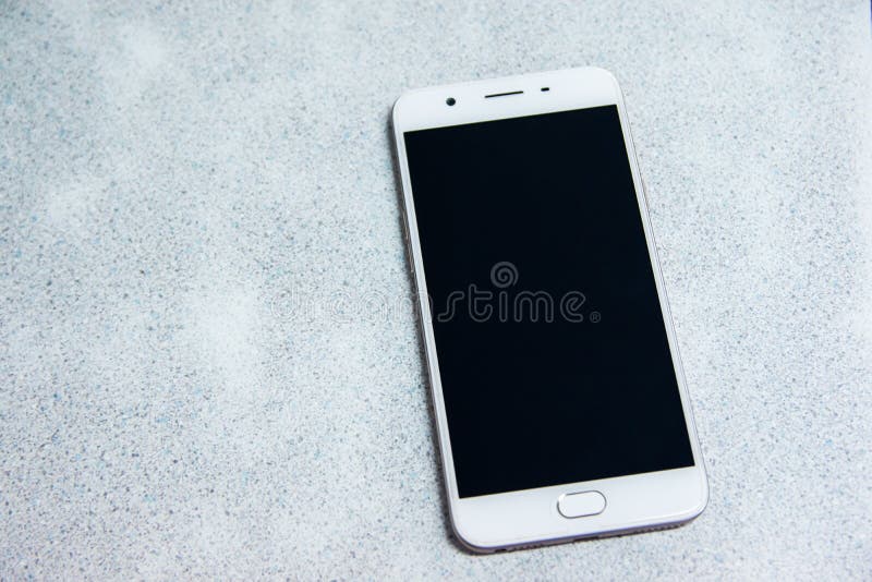 Smartphone Big Screen Put on the Wooden Table in the Office. Stock ...