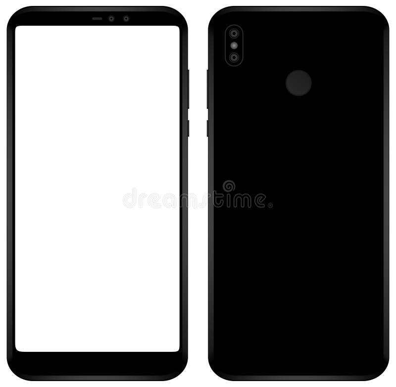 Brand New Smartphone Black Color with Blank Screen Isolated on White ...