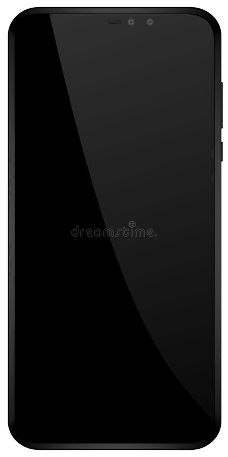 Brand New Smartphone Black Color with Blank Screen Isolated on White ...