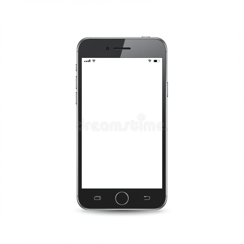 Smartphone with a Black Frame and Rounded Edges on a White Background ...