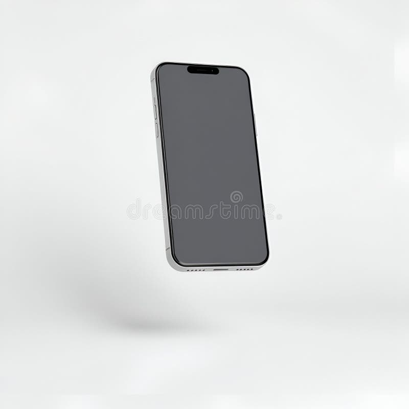 Smartphone with Blank Black Screen Floating in Air Stock Illustration ...