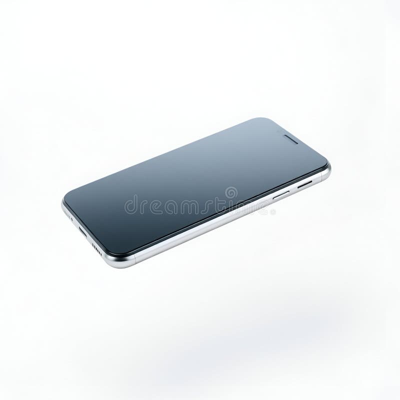 Smartphone with Blank Black Screen Floating in Air Stock Illustration ...