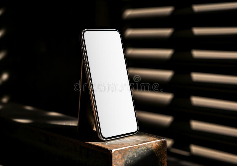 Smartphone with Blank Display on Metal Stand Stock Image - Image of ...