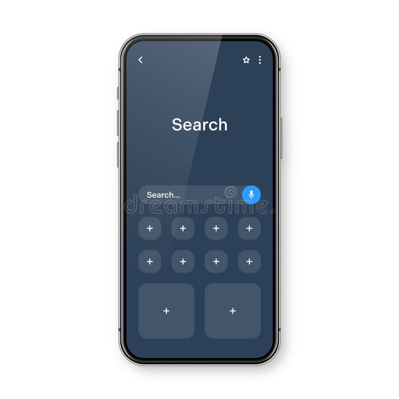 Smartphone with Blank Internet Browser Window and Search Bar, Dark Mode ...