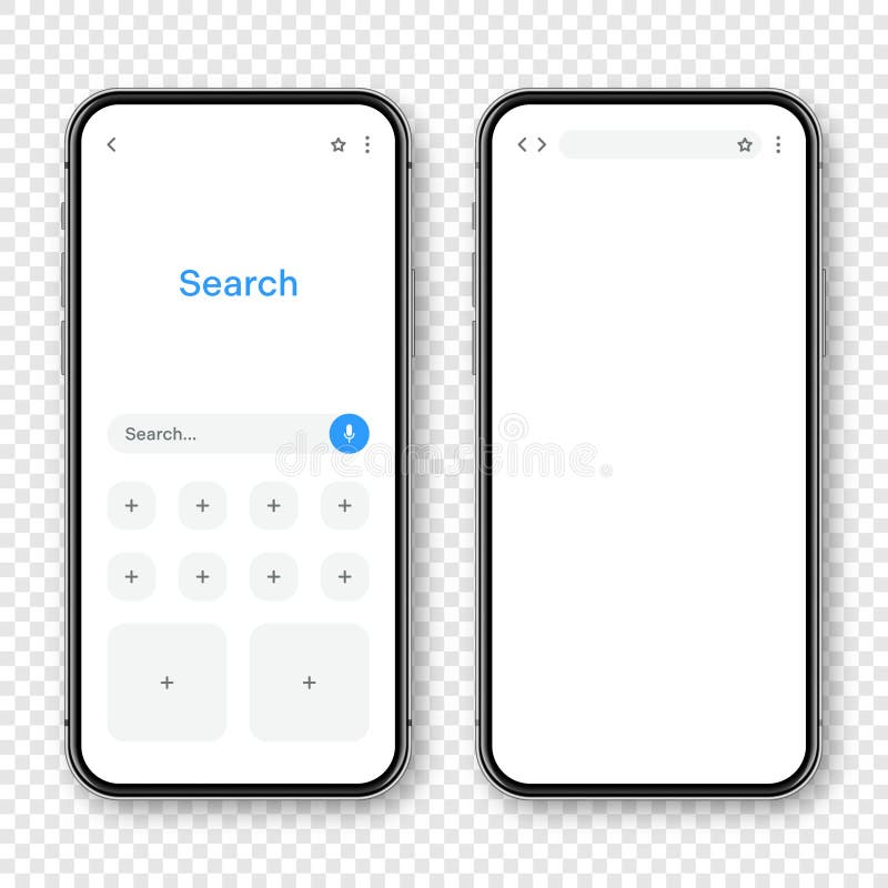 Smartphone with Blank Internet Browser Window and Search Bar. Web Site Engine with Search Box ...