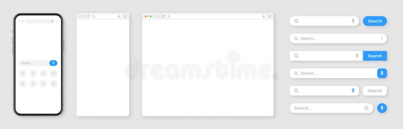 Smartphone, Blank Internet Browser Window with Various Search Bar ...