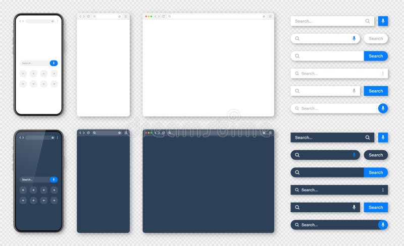 Various Search Bars with Outline Border. Internet Browser Engine with ...
