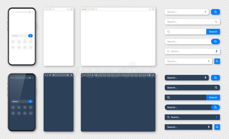 Blank Web Browser Window with Tab, Toolbar and Search Field. Modern ...