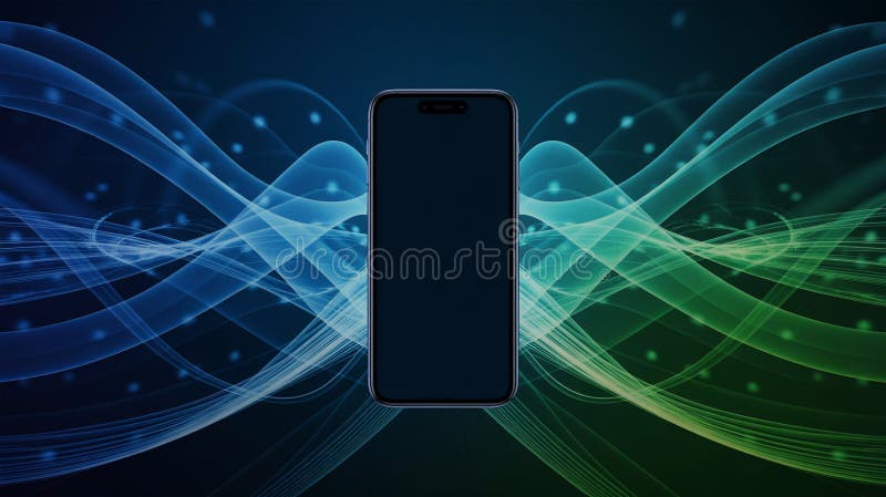 Smartphone with Blank Screen on Abstract Wavy Background Stock ...