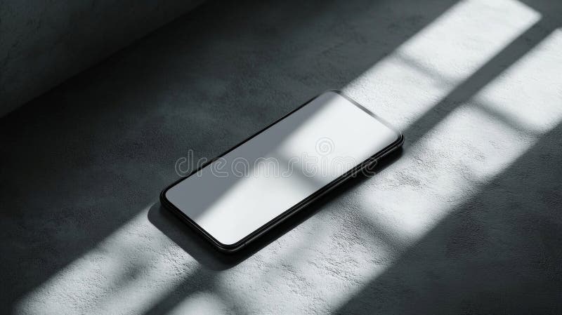 Smartphone with Blank Screen on Concrete Surface Stock Illustration ...