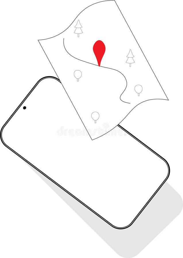 A Smartphone with a Blank Screen and a Location Map. the Concept of a ...