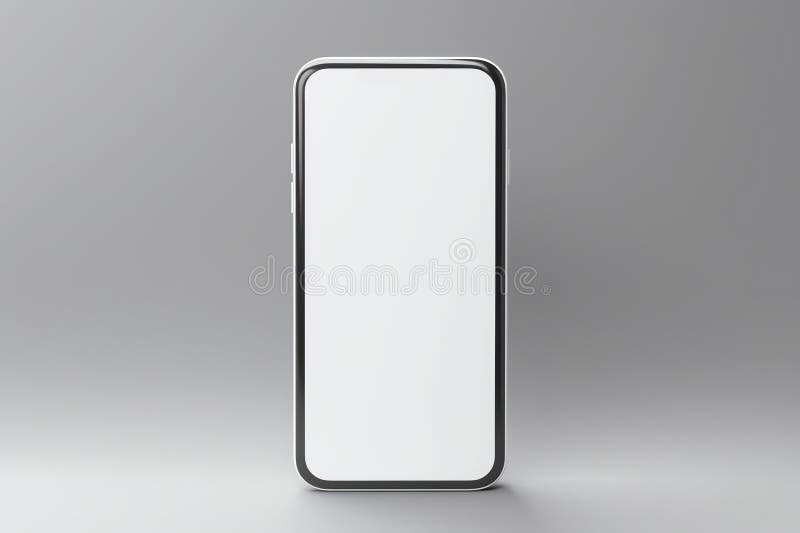 Smartphone with Blank Screen, Lying on a Gray Table. Clear, Modern ...