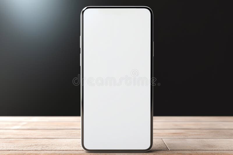 Smartphone with Blank Screen, Lying on a Gray Table. Clear, Modern ...