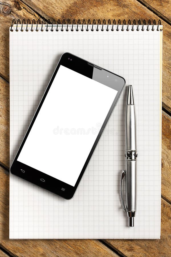 Smartphone Blank Screen Coffee Pen Notepad Stock Image - Image of space ...