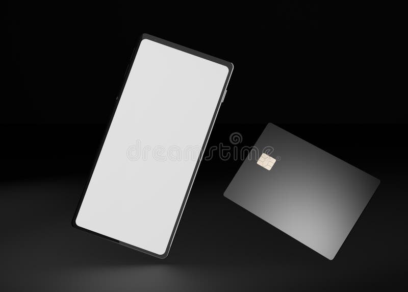 Smartphone with Blank Screen and Plastic Credit Card Stock Illustration ...