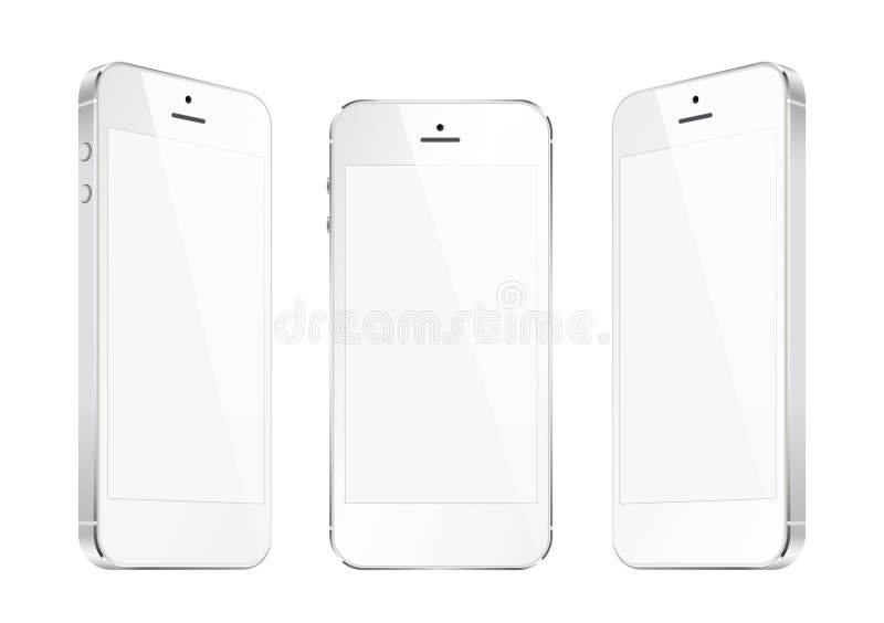 Smartphone with Blank Screen. Realistic Mobile Phone, Side View - Stock ...