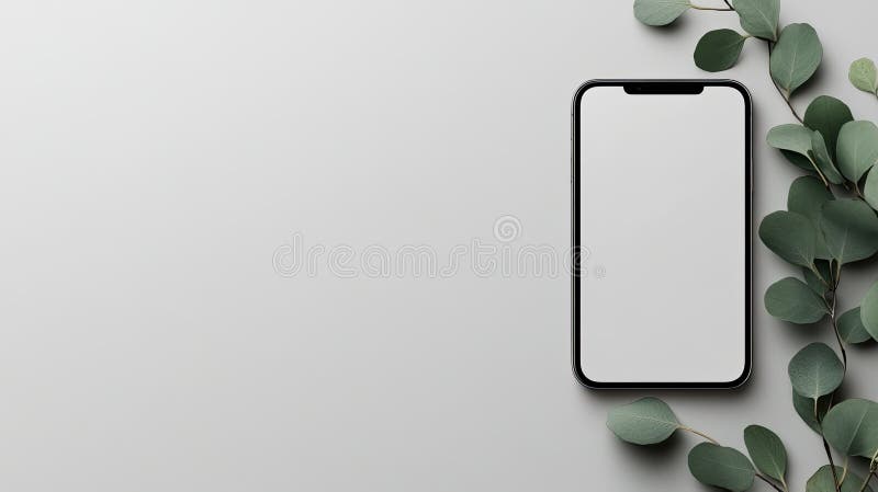 Smartphone with a Blank Screen Sits on a Grey Background, Elegantly ...