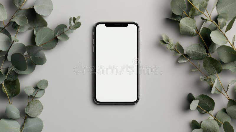 Smartphone with a Blank Screen Sits on a Grey Background, Elegantly ...