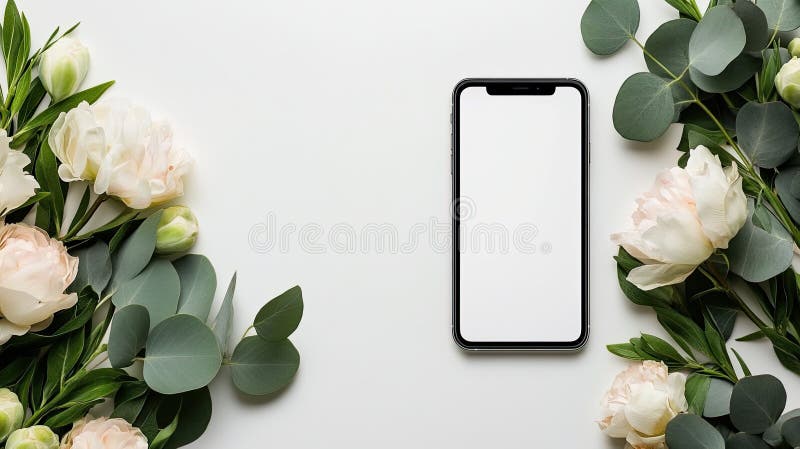 Smartphone with a Blank Screen Sits on a Grey Background, Elegantly ...