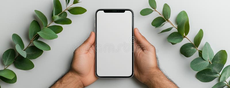 Smartphone with a Blank Screen Sits on a Grey Background, Elegantly ...