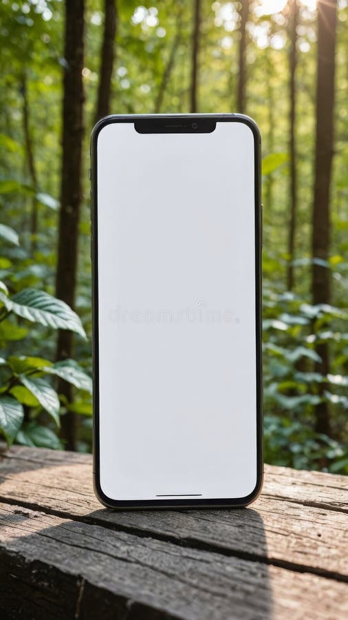 Smartphone Blank Screen Wooden Surface Forest Stock Photos - Free ...