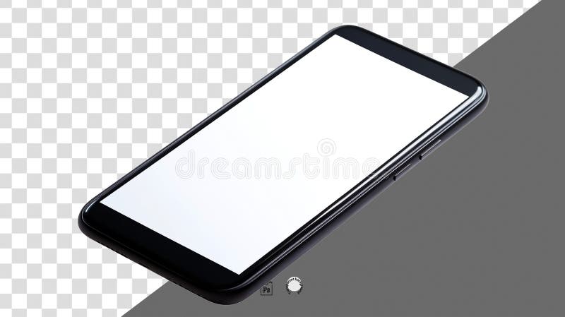 Smartphone with Blank White Screen and Black Frame, Isometric View ...