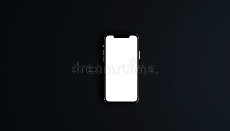 Smartphone with a Blank, White Screen is Centered on a Black Surface ...