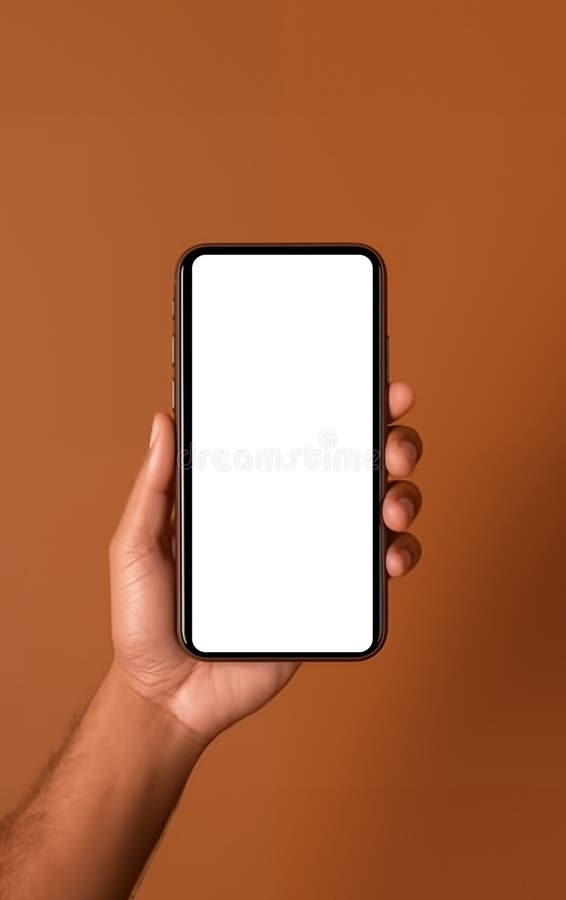 Smartphone Blank White Screen Mockup. Hand Holding Texting Using Mobile ...