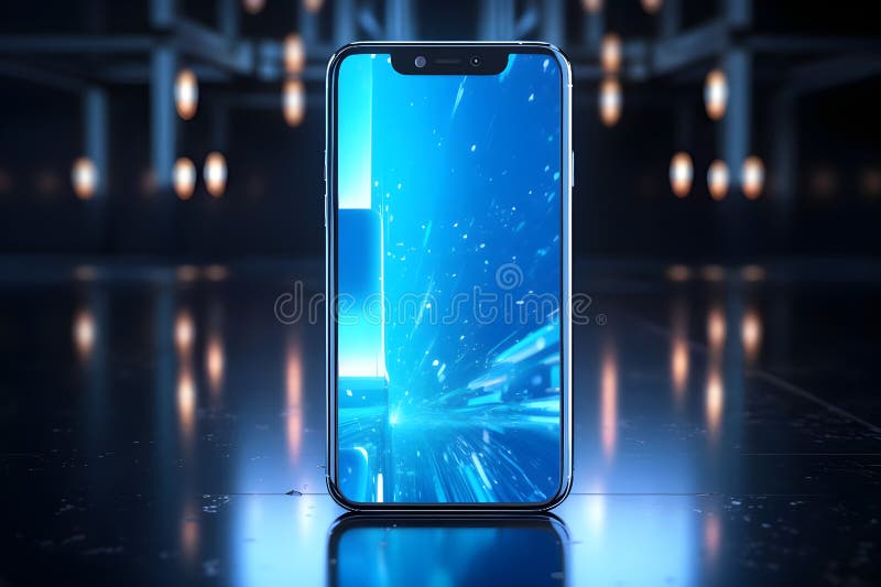 Smartphone with Blue Light Rays on Bokeh Background - Ai Generated ...