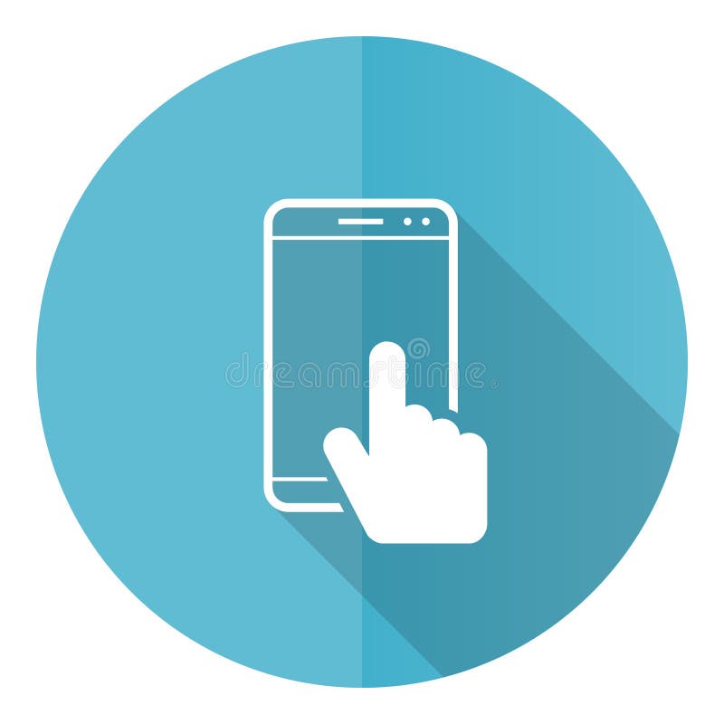 Smartphone Blue Round Flat Design Vector Icon Isolated on White ...