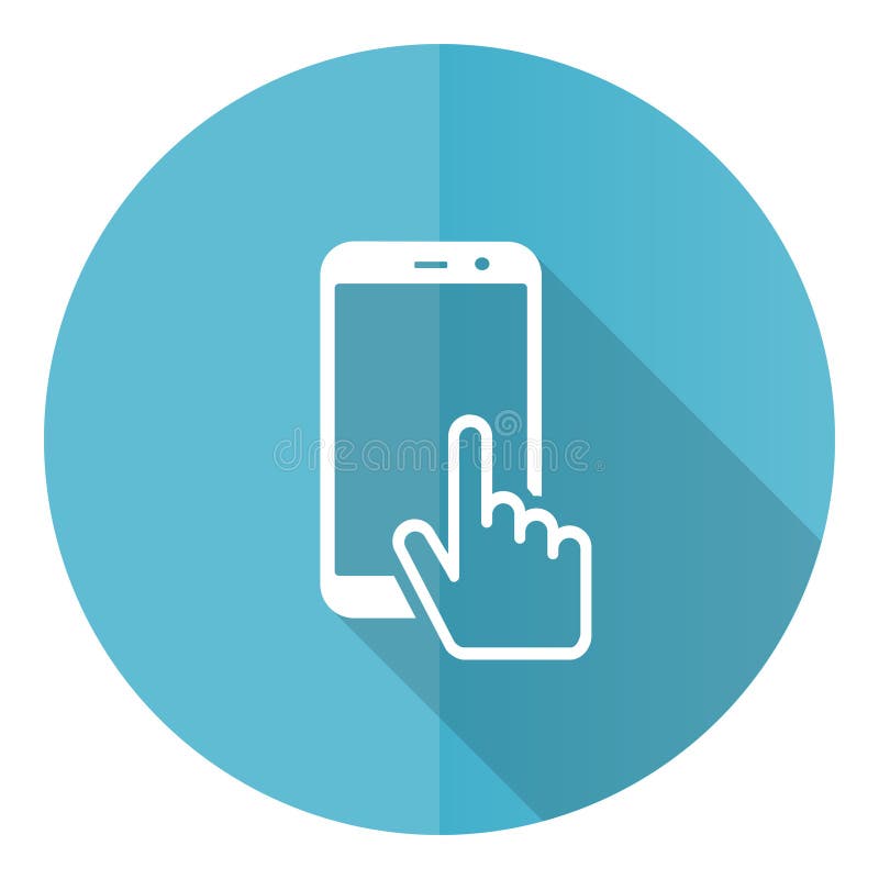 Smartphone Blue Round Flat Design Vector Icon Isolated on White ...