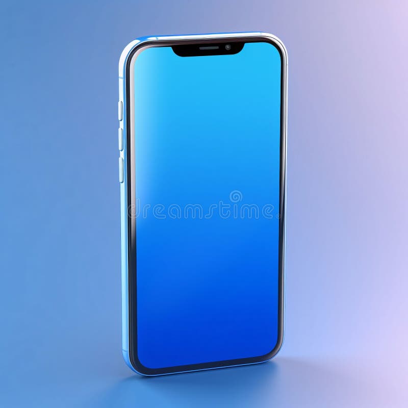 Smartphone with Blue Screen Isolated on Blue Background. 3d Render ...