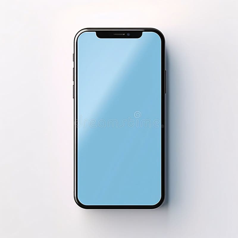 Smartphone with Blue Screen Isolated on White Background. 3d Render ...