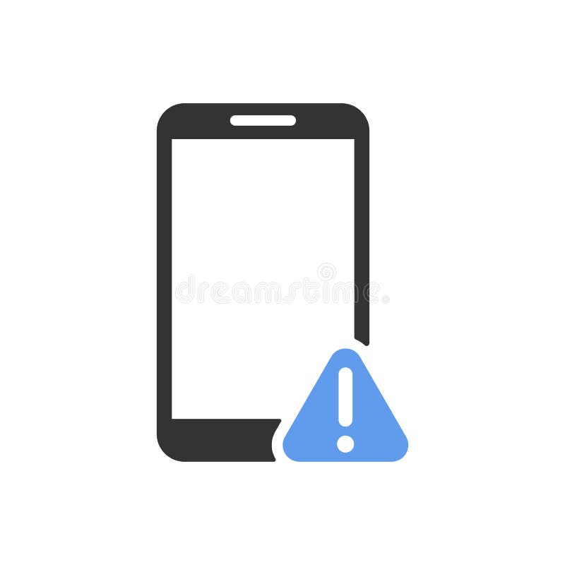 Smartphone and Blue Warning Sign Vector Icon Stock Vector ...